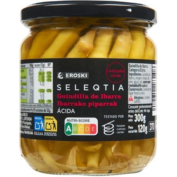 Guindillas de Ibarra Eroski SELEQTIA, frasco 120 g - Precio, Opiniones ...